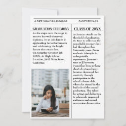 Modern Graduation Newspaper College/ University Invitation | Zazzle