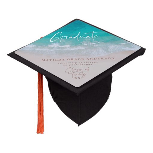 Modern graduation ocean beach modern graduation cap topper | Zazzle