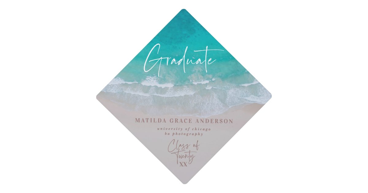 Modern graduation ocean beach modern graduation cap topper | Zazzle