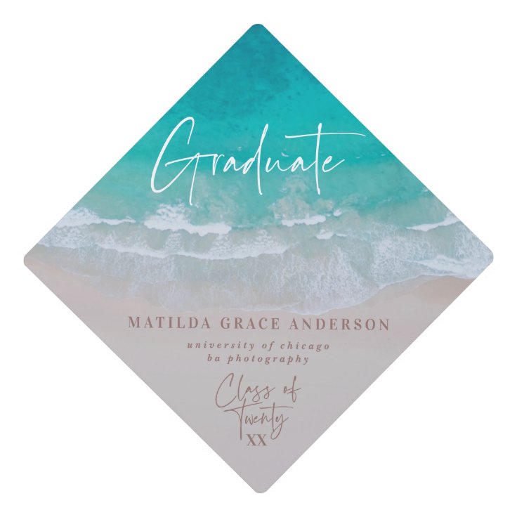 Modern graduation ocean beach modern graduation cap topper | Zazzle