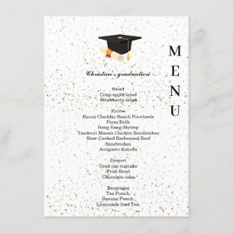 Modern Graduation party dinner menu | Zazzle