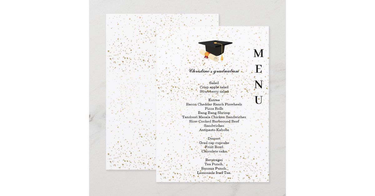 Modern Graduation party dinner menu | Zazzle