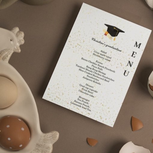 Modern Graduation party dinner menu | Zazzle