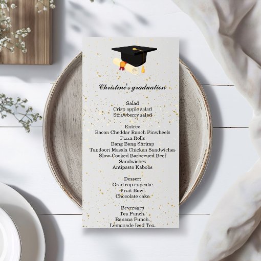 Modern Graduation party dinner menu | Zazzle