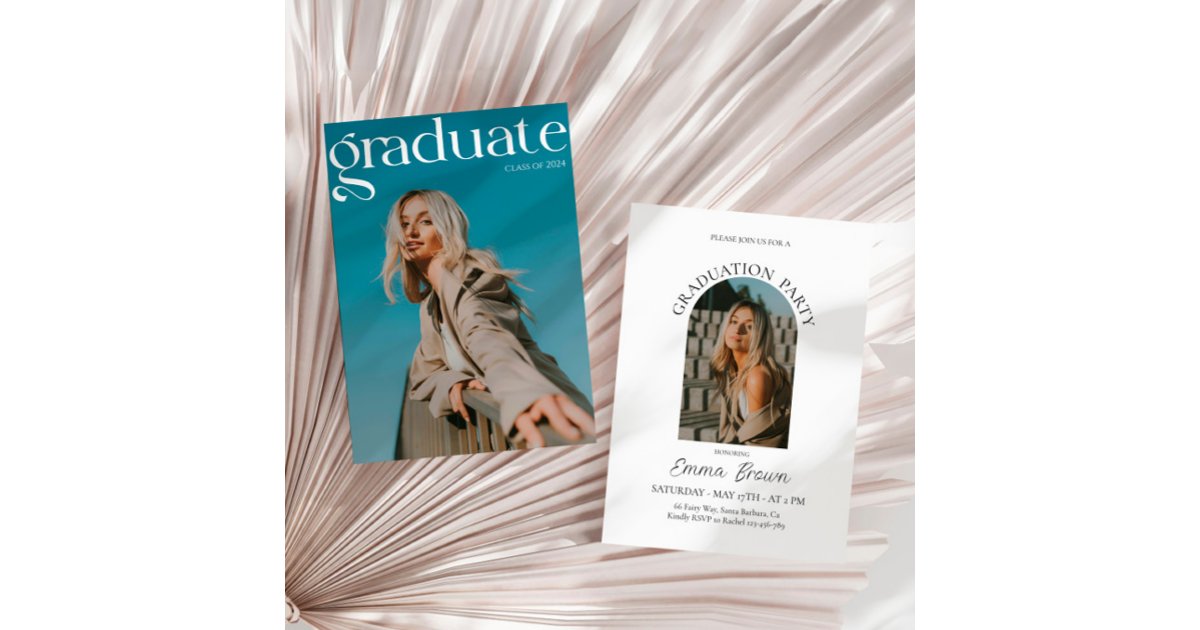 Modern Graduation Party Invite, Photo Grad Invitation | Zazzle