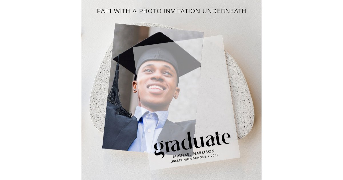 Modern Graduation Party Overlay Vellum Invitations | Zazzle