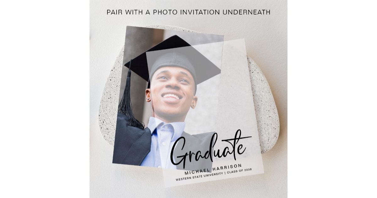 Modern Graduation Party Overlay Vellum Invitations | Zazzle
