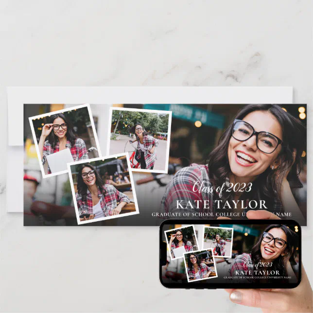Modern Graduation Party Photo Collage Invitation | Zazzle