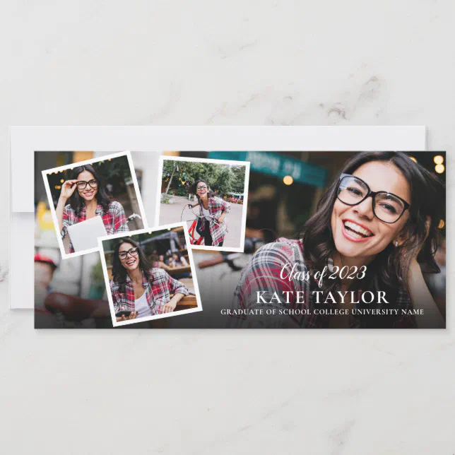 Modern Graduation Party Photo Collage Invitation | Zazzle
