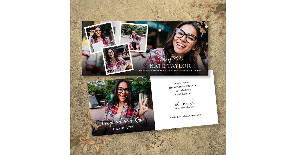 Modern Graduation Party Photo Collage Invitation | Zazzle