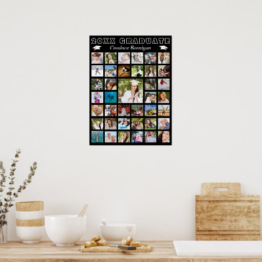 Modern Graduation Party Photo Collage Poster | Zazzle