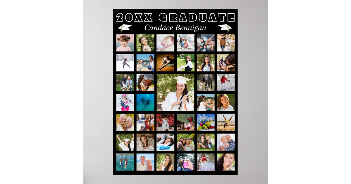 Modern Graduation Party Photo Collage Poster | Zazzle