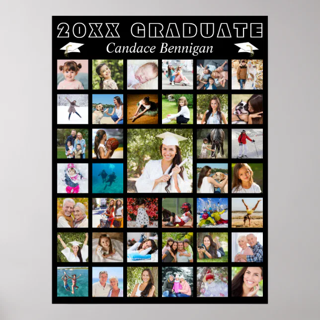 Modern Graduation Party Photo Collage Poster | Zazzle