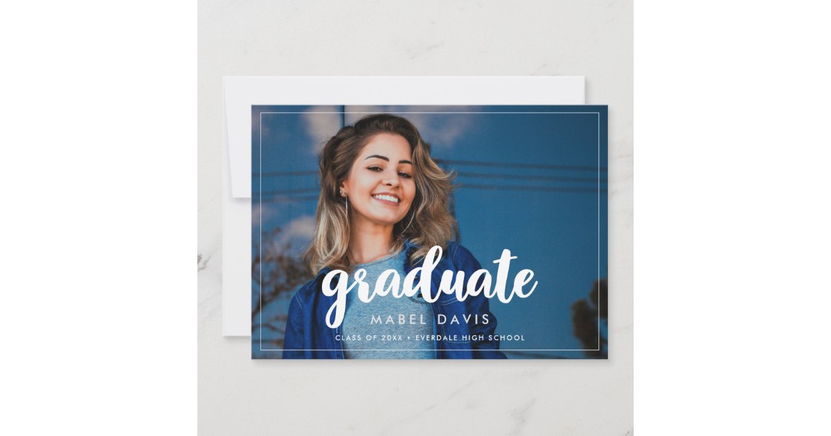 Modern graduation party photo invitation | Zazzle