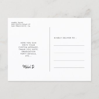 Modern graduation party photo postcard | Zazzle