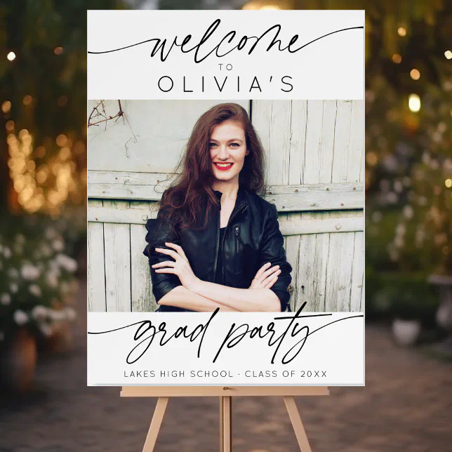 Modern Graduation Party Script Photo Welcome Foam Board | Zazzle