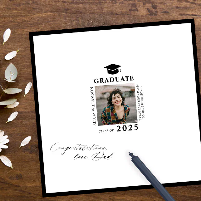 Modern graduation photo autograph guest signatures poster | Zazzle