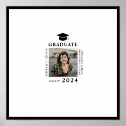 Modern graduation photo autograph guest signatures poster | Zazzle