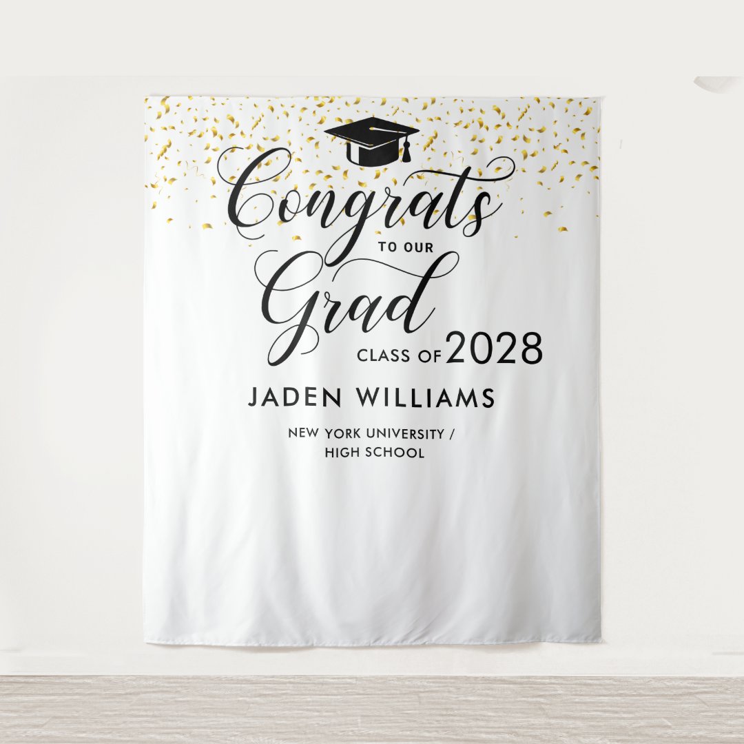 Modern Graduation Photo Booth Backdrop | Zazzle