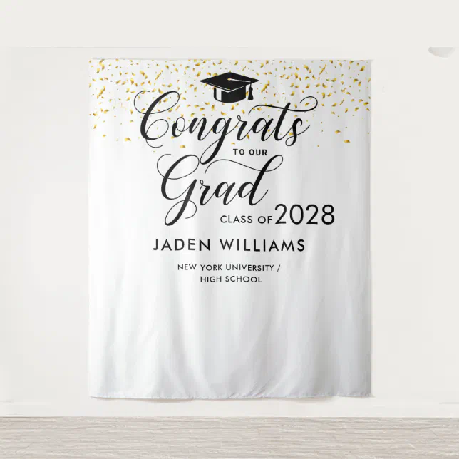 Modern Graduation Photo Booth Backdrop | Zazzle