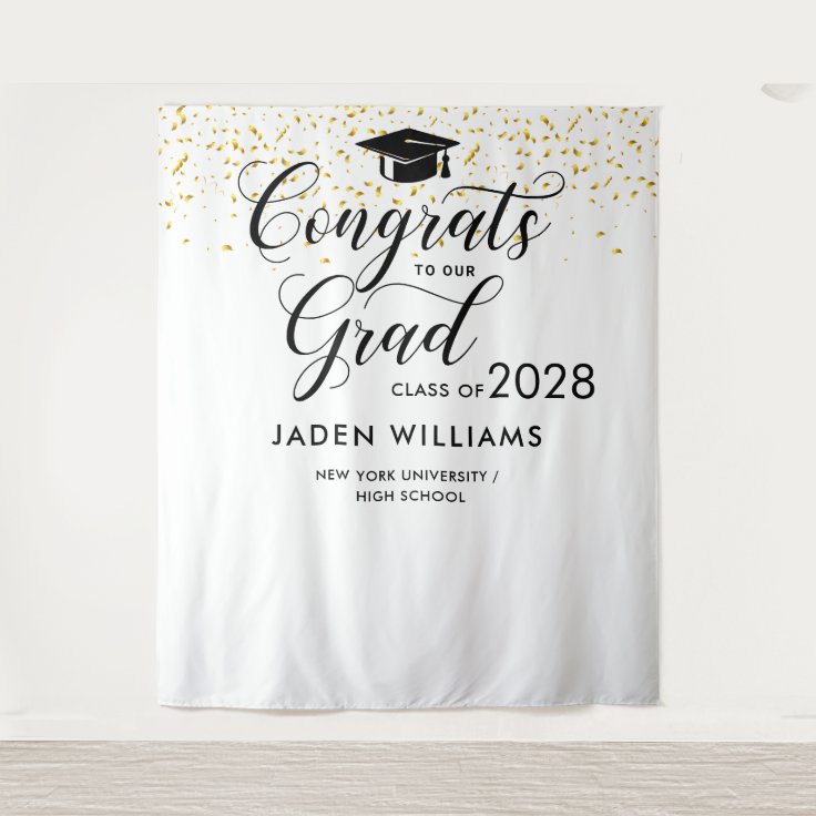 Modern Graduation Photo Booth Backdrop | Zazzle