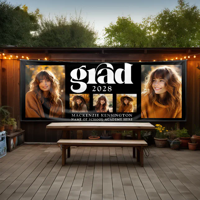Modern Graduation Photo Collage Banner | Zazzle
