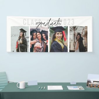 Modern Graduation Photo Collage Party Banner | Zazzle