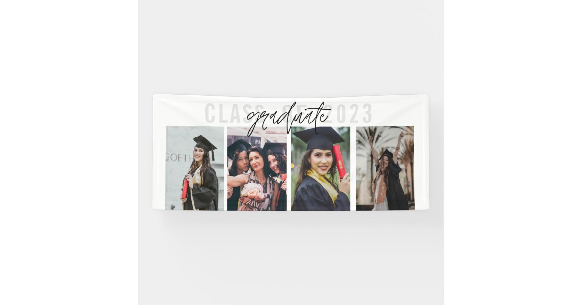 Modern Graduation Photo Collage Party Banner | Zazzle