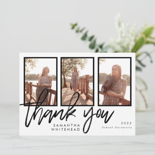 Modern Graduation Photo Collage Thank You Card | Zazzle