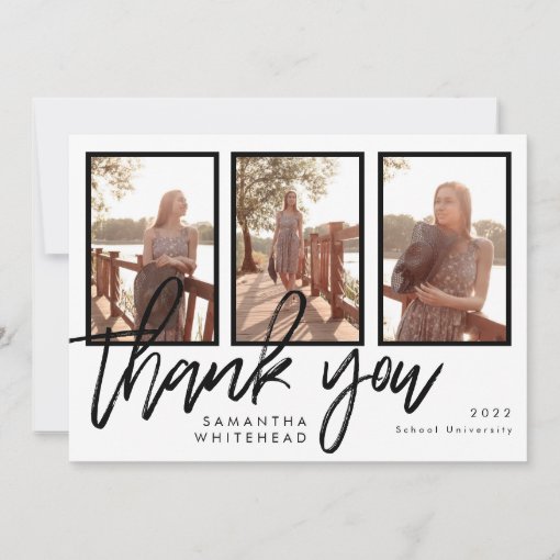 Modern Graduation Photo Collage Thank You Card | Zazzle