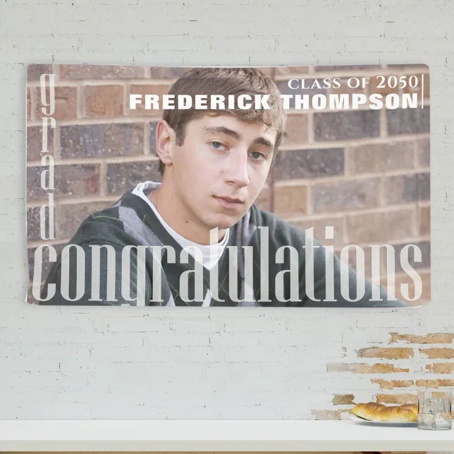 Modern Graduation Photo Congratulations Minimalist Banner | Zazzle