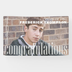 Modern Graduation Photo Congratulations Minimalist Banner | Zazzle