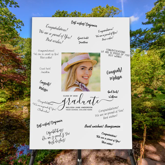 Modern Graduation Photo Guest Signature Foam Board | Zazzle
