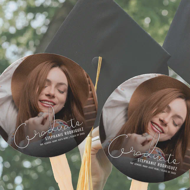Modern Graduation Photo Hand Fan | Zazzle