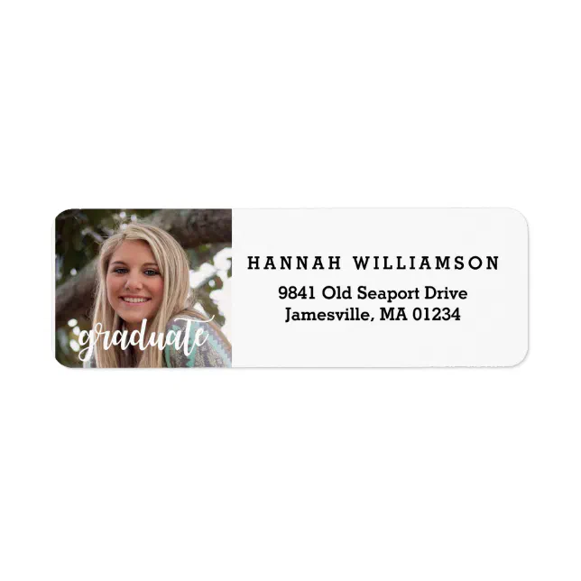 Modern Graduation Photo Return Address Labels | Zazzle