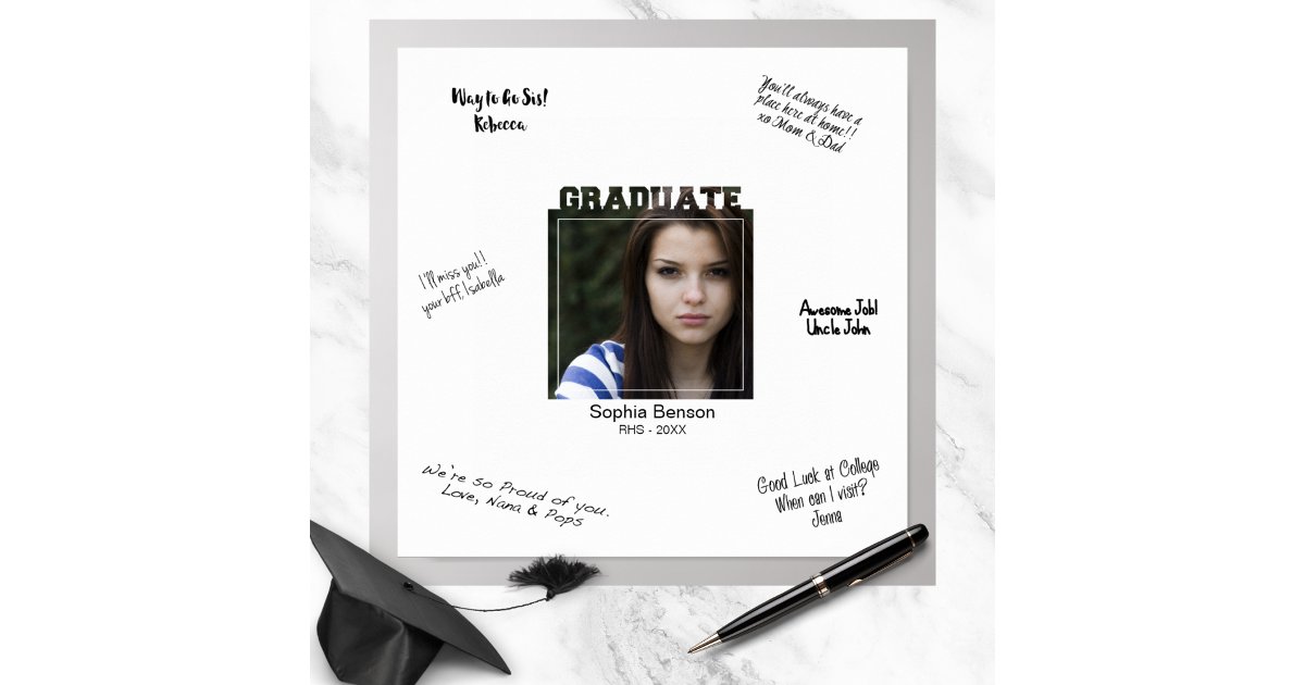 Modern Graduation Photo Signature Message Mat Poster | Zazzle
