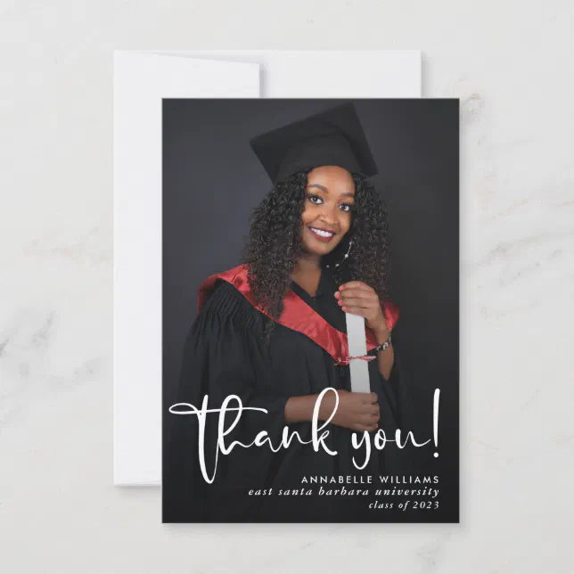 Modern Graduation Photo Thank You Card | Zazzle