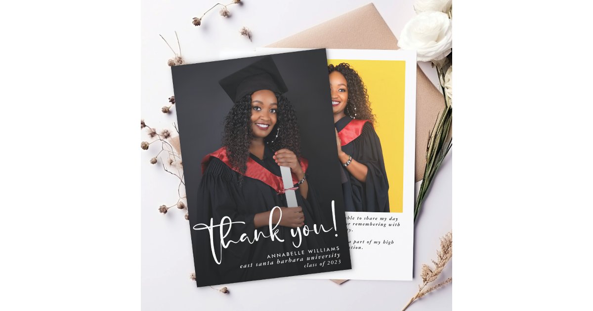 Modern Graduation Photo Thank You Card | Zazzle