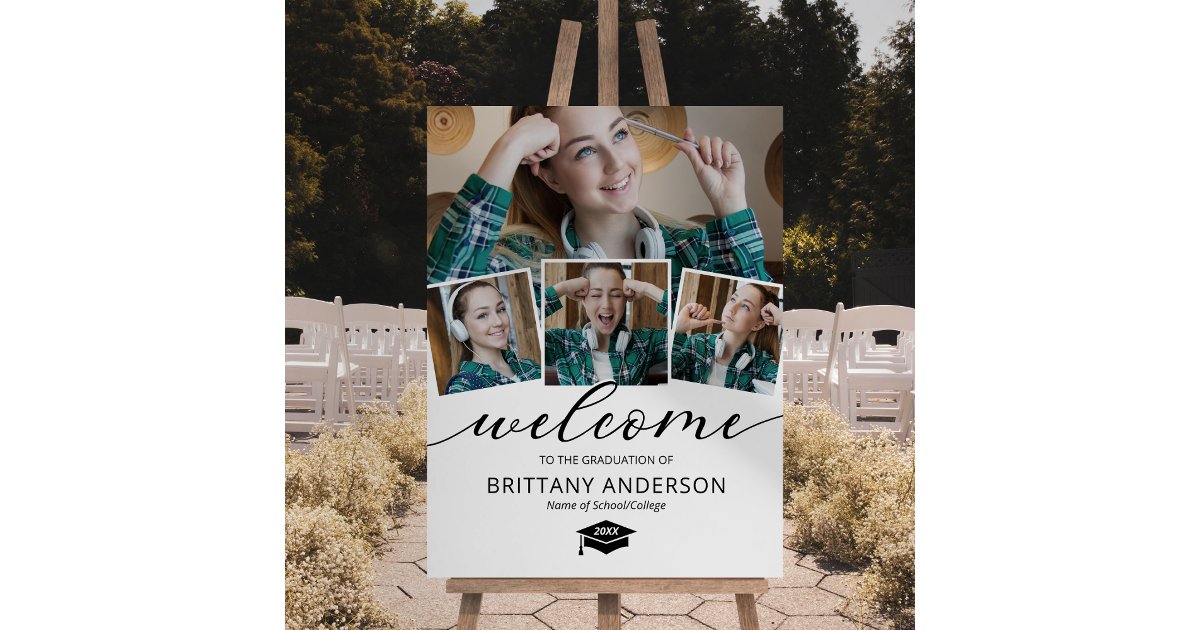 Modern Graduation Photo Welcome Foam Board | Zazzle