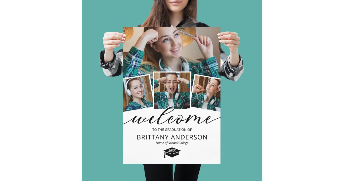 Modern Graduation Photo Welcome Poster | Zazzle