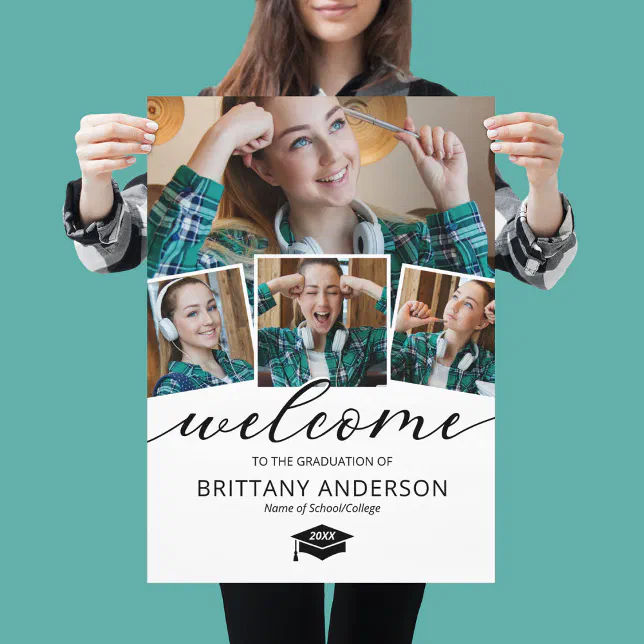 Modern Graduation Photo Welcome Poster | Zazzle