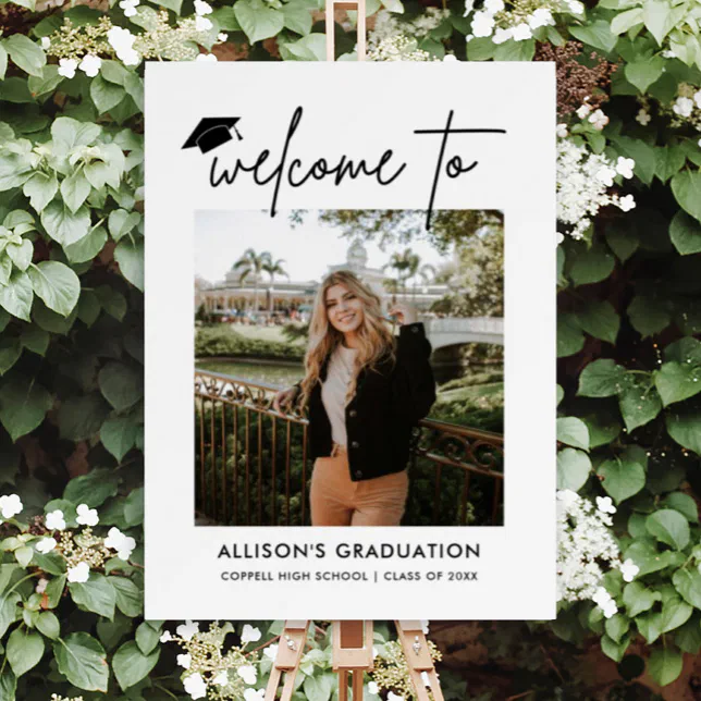 Modern Graduation Photo Welcome Sign | Zazzle