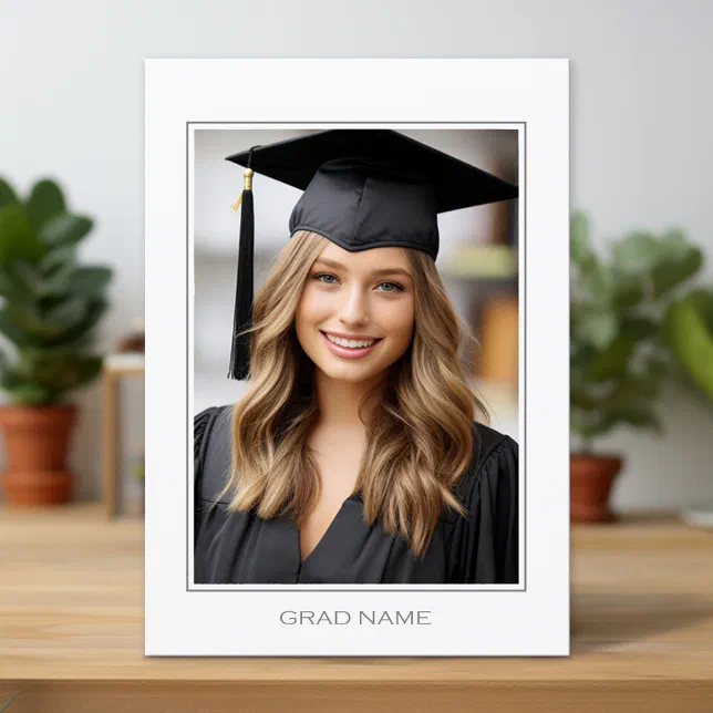 Modern Graduation Photo with Party Invitation | Zazzle