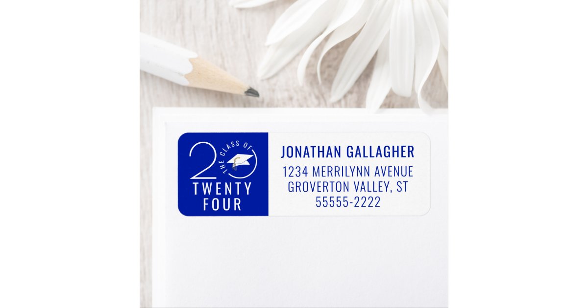 Modern Graduation Royal Blue Class Year Label | Zazzle