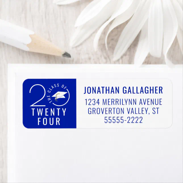 Modern Graduation Royal Blue Class Year Label | Zazzle