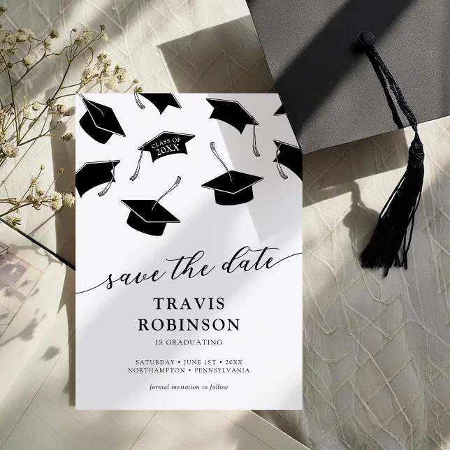 Modern Graduation Save The Date Card | Zazzle