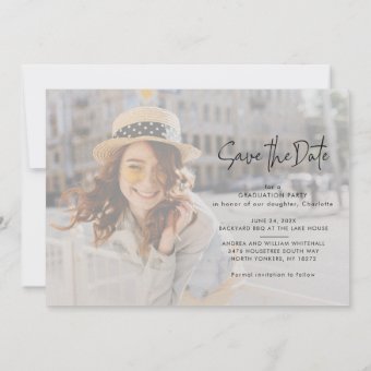 Modern Graduation Save the Date Grad Photos Announcement | Zazzle