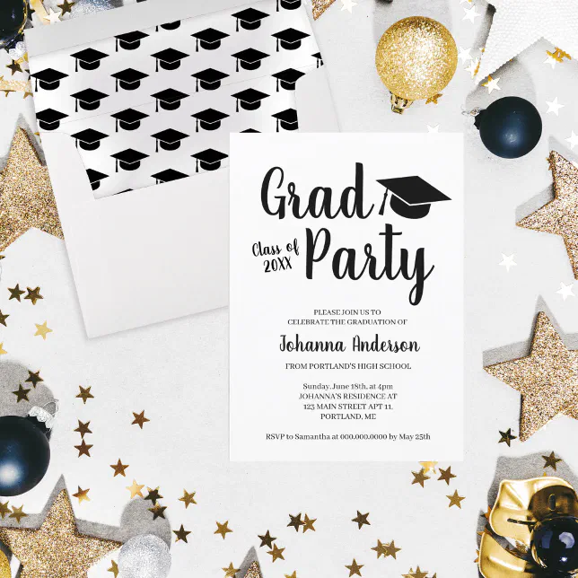 Modern Graduation Script Grad Party Invitation | Zazzle