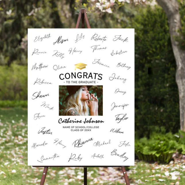 Modern Graduation Signature Photo Foam Board | Zazzle
