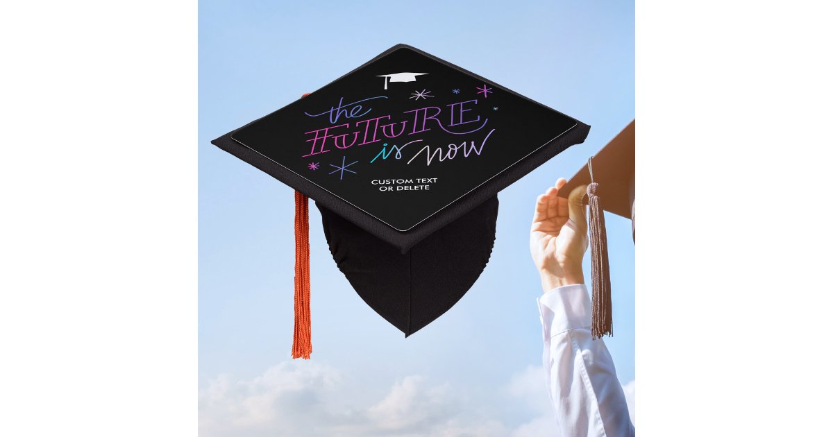 Modern Graduation The Future is Now Custom Graduation Cap Topper | Zazzle